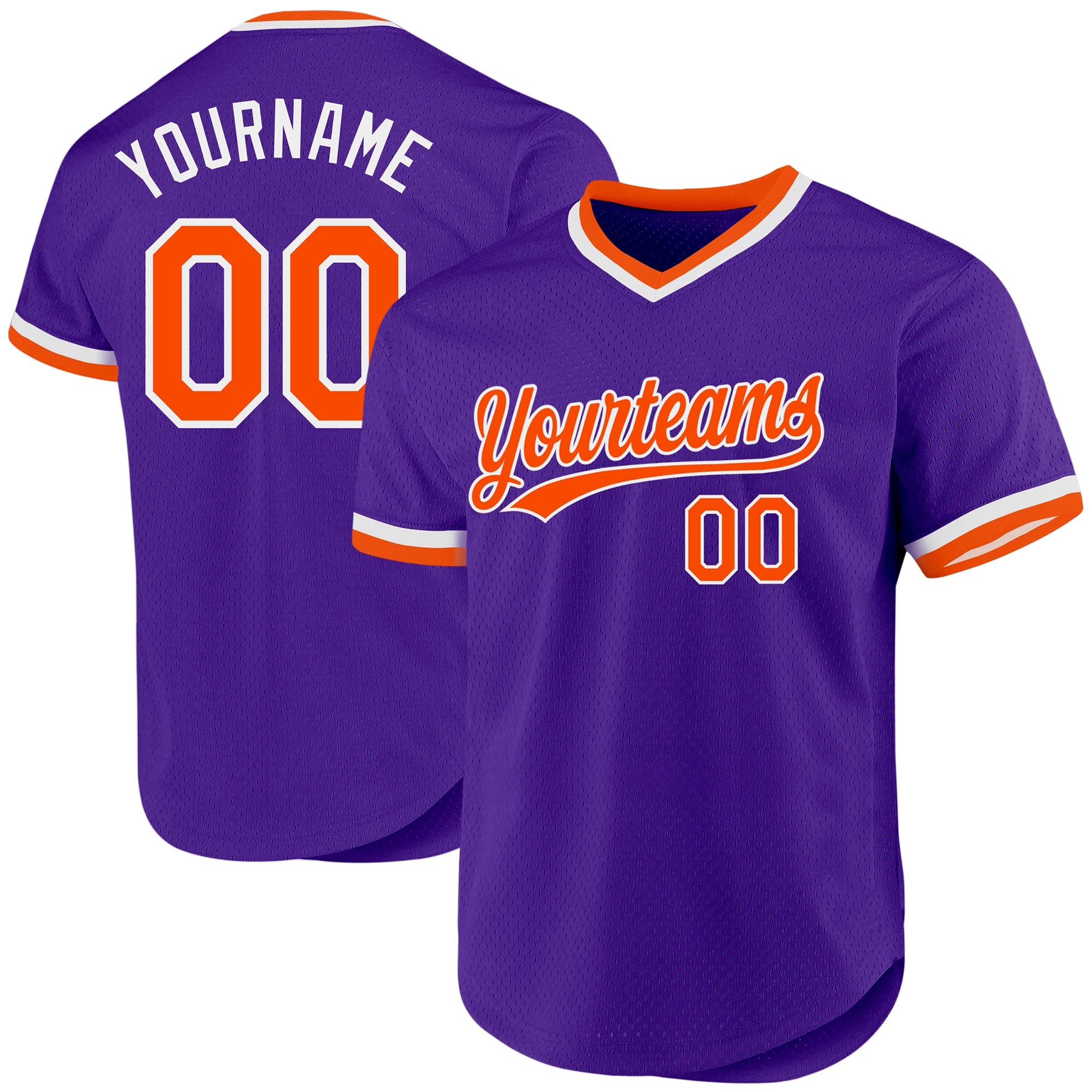 Custom Purple Throwback Baseball Jersey Orange-White Authentic - V.H.S ...